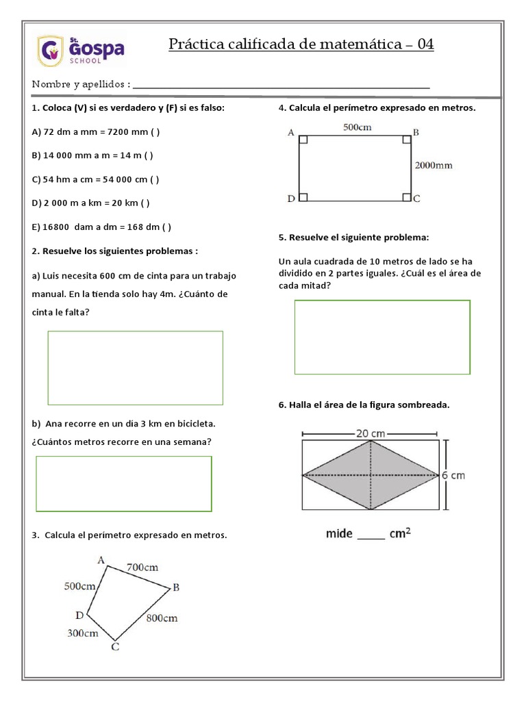 Tercera Practica de Cuarto Grado . | PDF