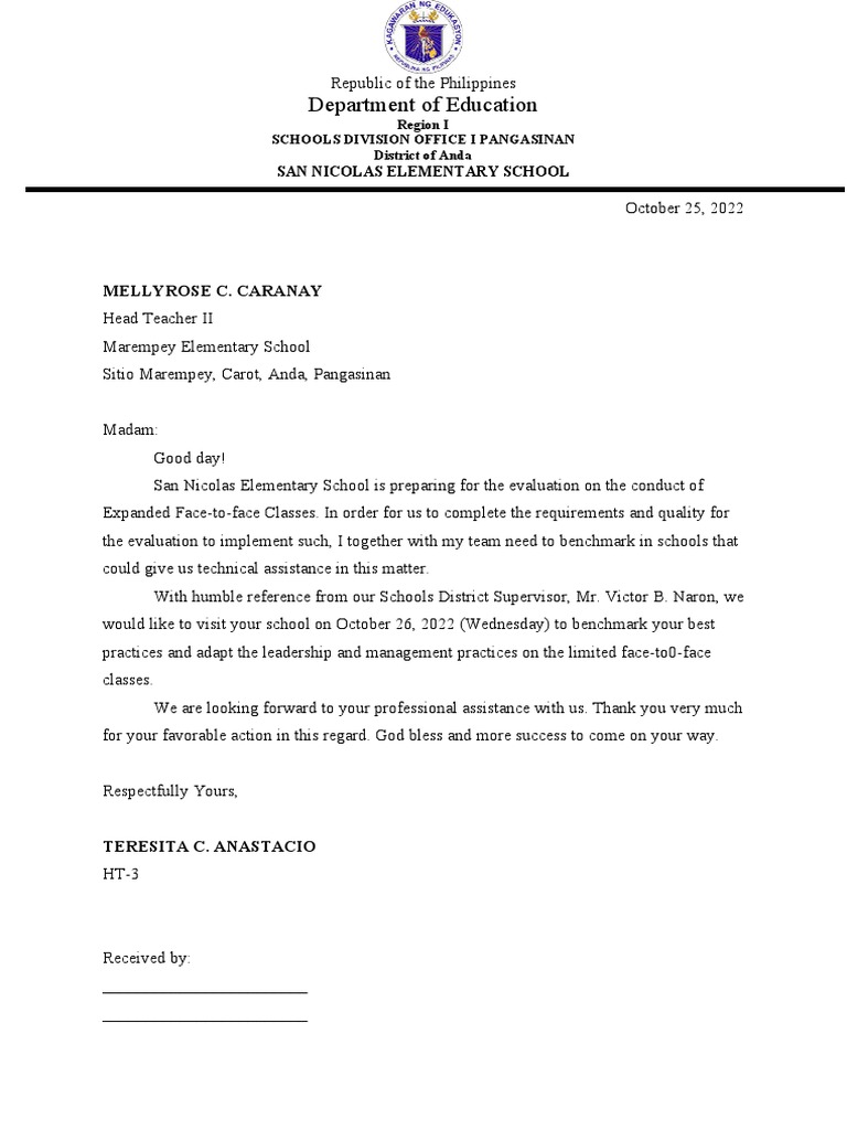 Letter of Benchmarking | PDF