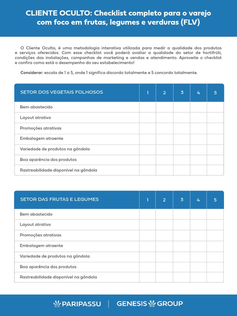 Checklist Cliente Oculto | PDF | Negócios