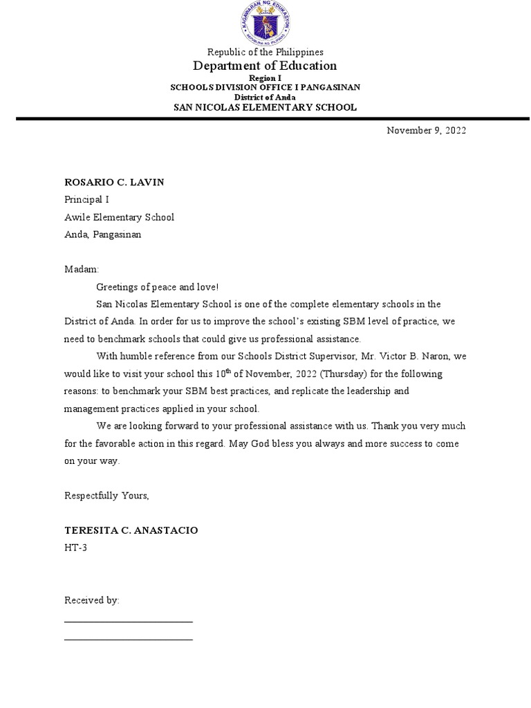 Letter of Benchmarking (Health) | PDF