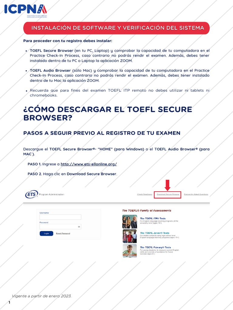 Instalación de Software y Verificación Del Sistema Toefl Itp Remoto ... Instalación de Software y Verificación Del Sistema Toefl Itp Remoto ...