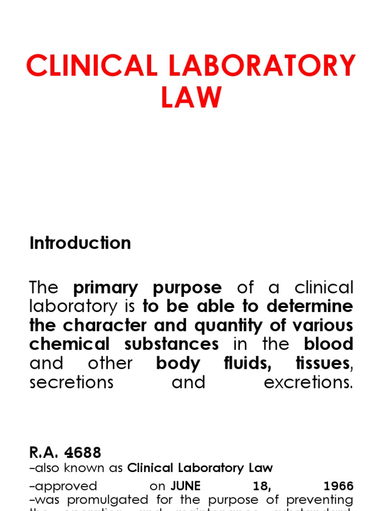 Clinical Laboratory Law Overview | PDF | Pathology | Laboratories
