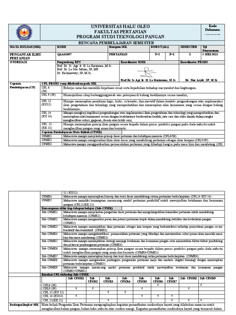 Rps Case Method-Pengantar Ilmu Pertanian-Itp | PDF | Sains & Matematika