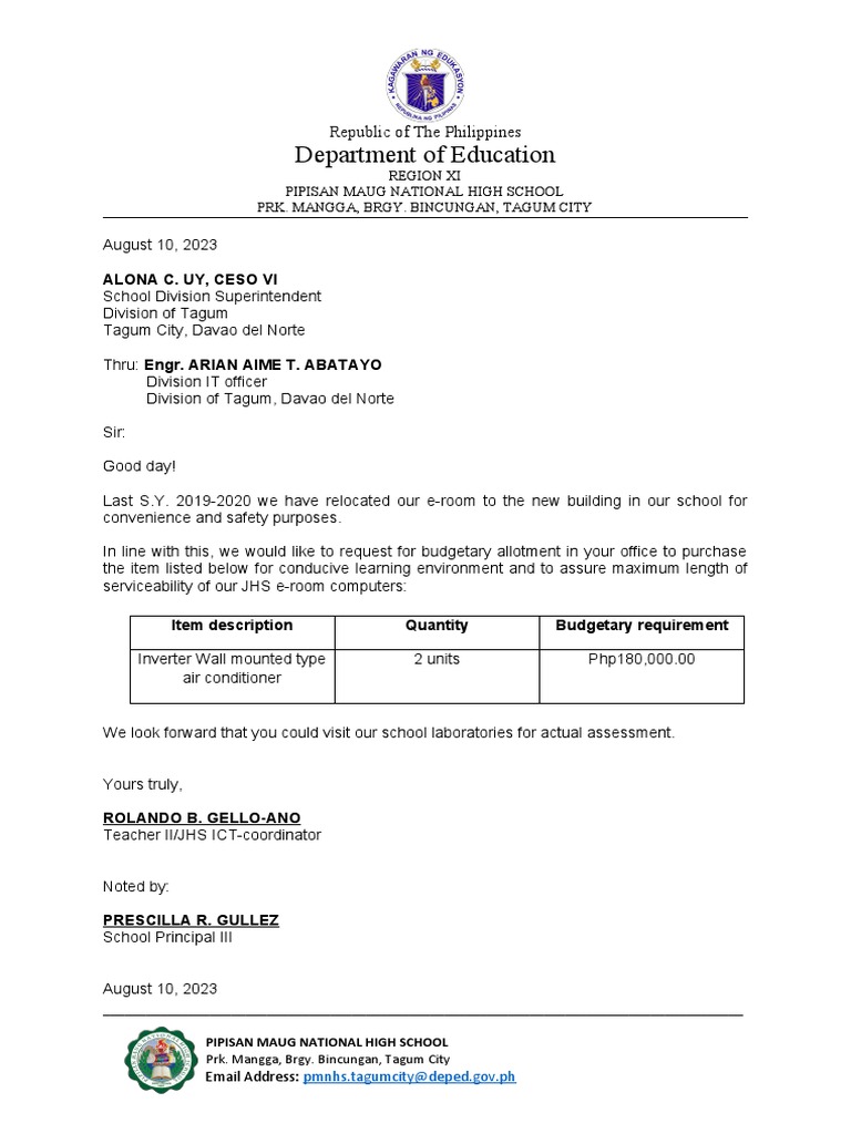 Ict Request Letter | Download Free PDF | Internet | Computer Network