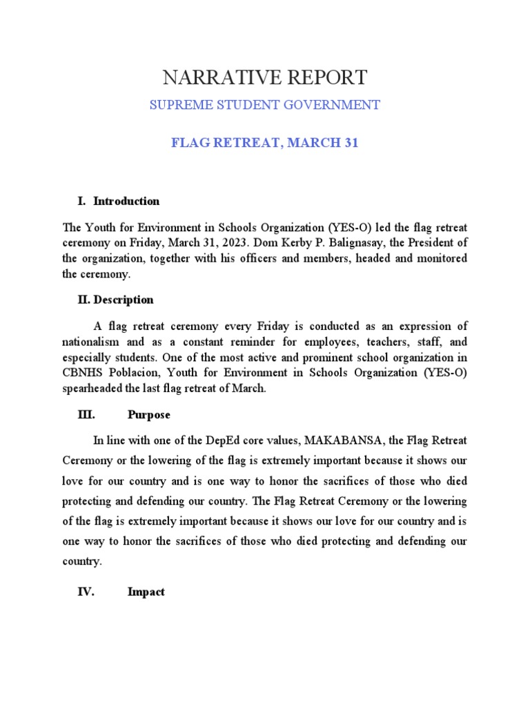 Narrative Report - Flag Retreat | PDF