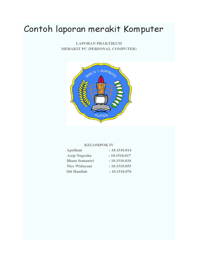 Contoh Laporan Merakit Komputer | PDF