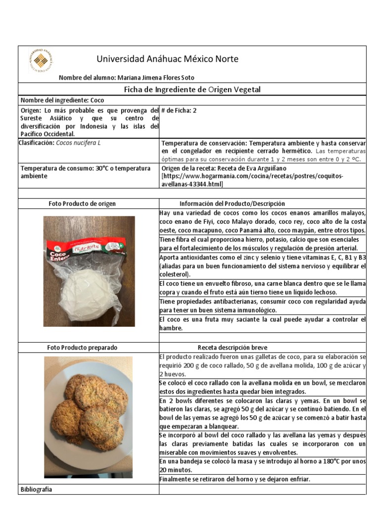 Ficha Técnica del Coco: Origen y Beneficios | PDF | Alimentos | Comida ...