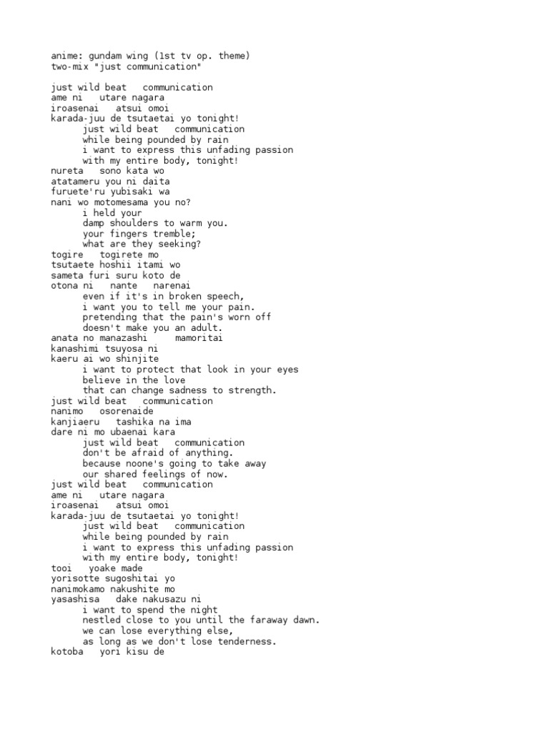 Just Communication-Gundam Wing | PDF