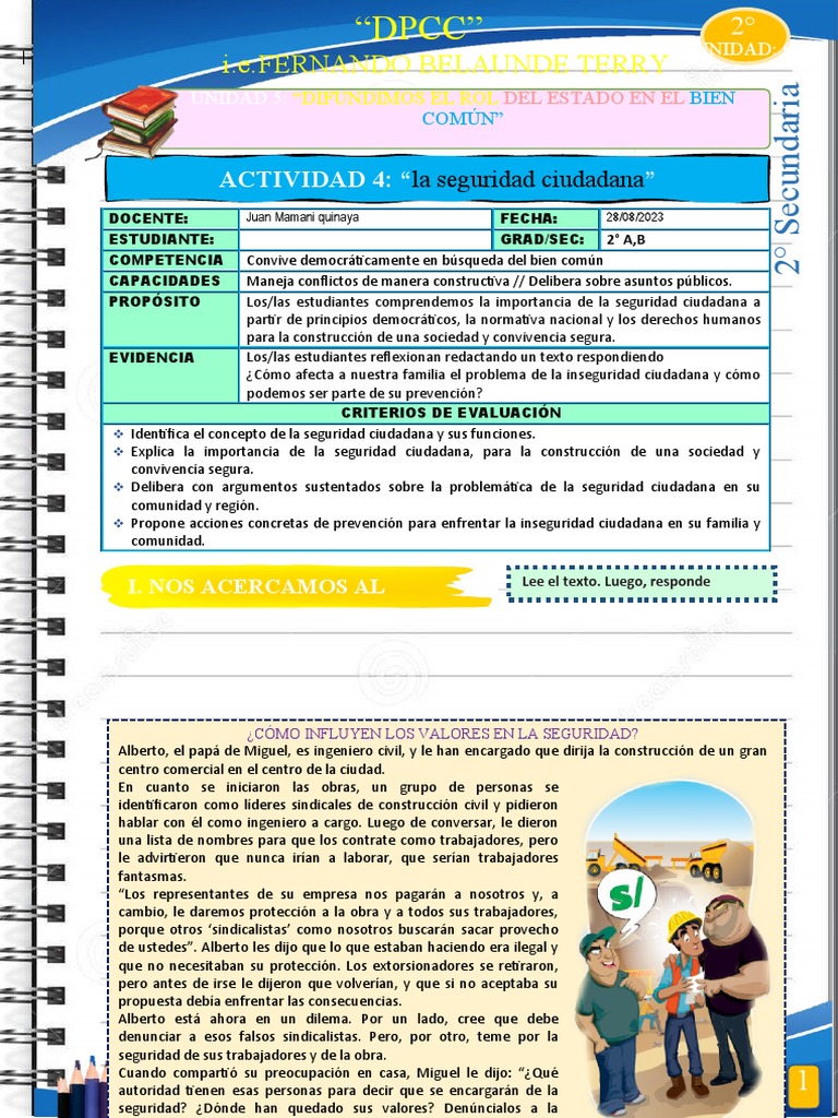 2° DPCC - Actv.04-Unid.5 2023 | PDF | Policía | Valores