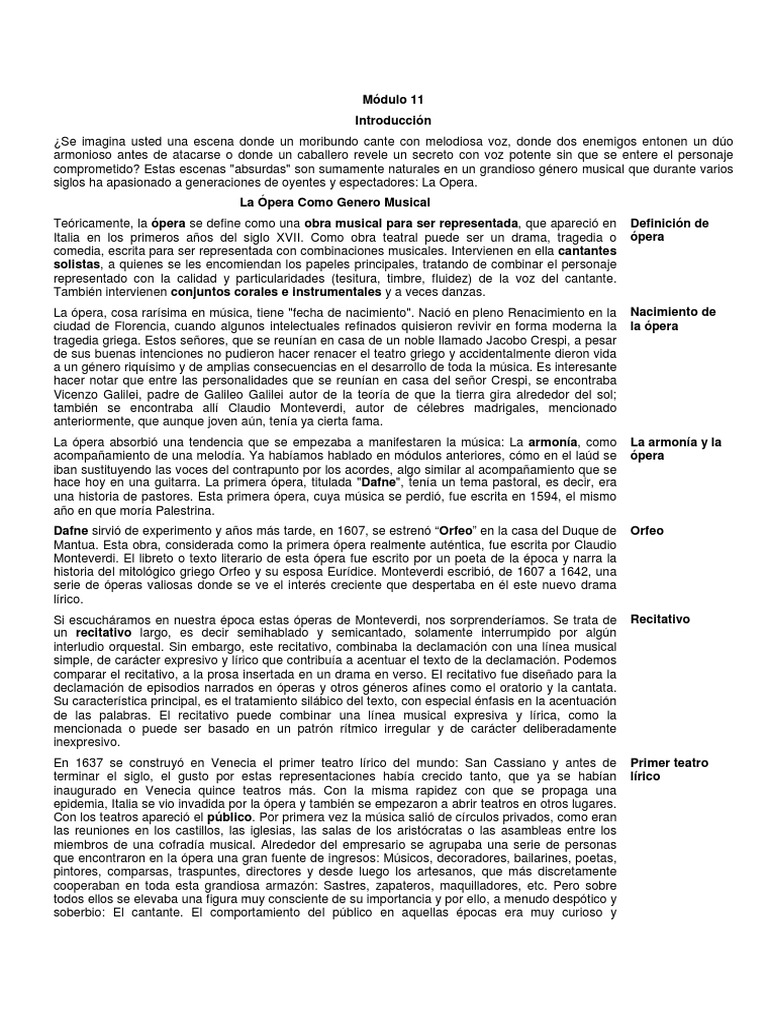 Apreciación Estética Música 11 | PDF | Ópera | Opereta