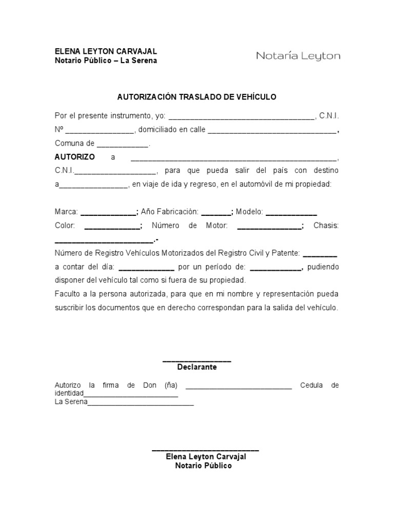 Autorizacion Traslado Vehiculo | PDF