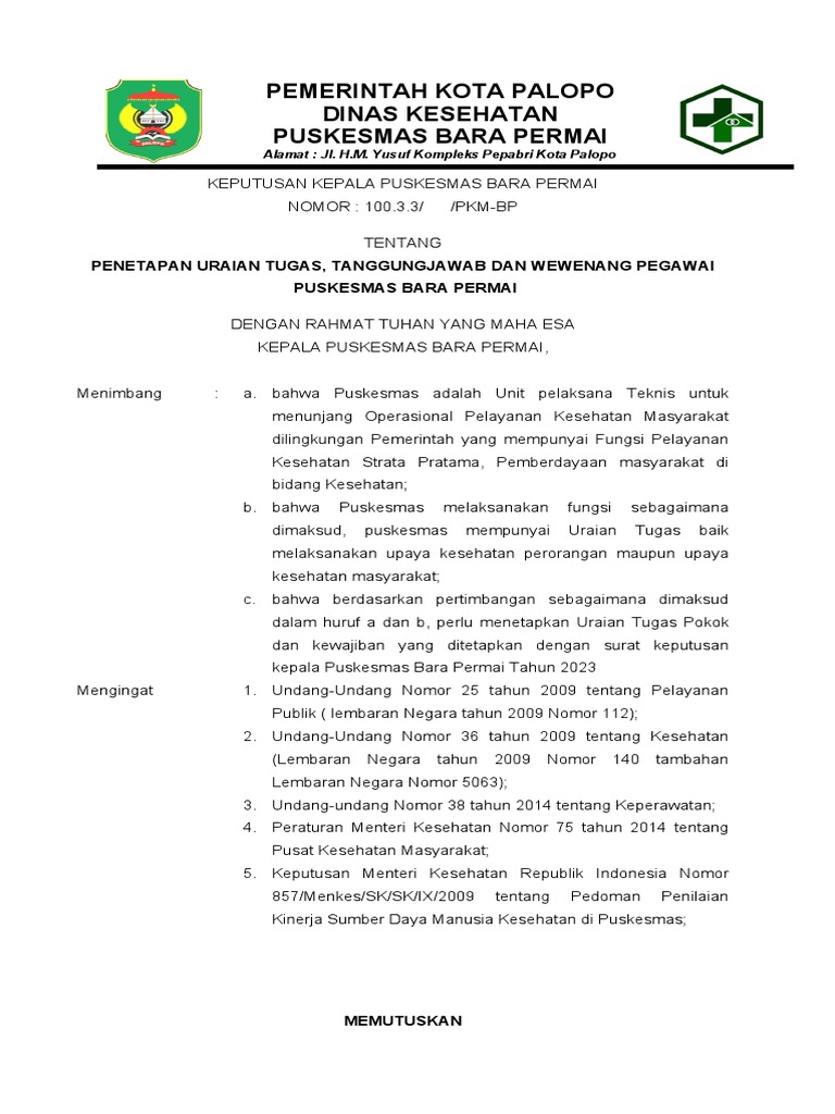 SK Uraian Tugas | PDF | Karier & Perkembangan