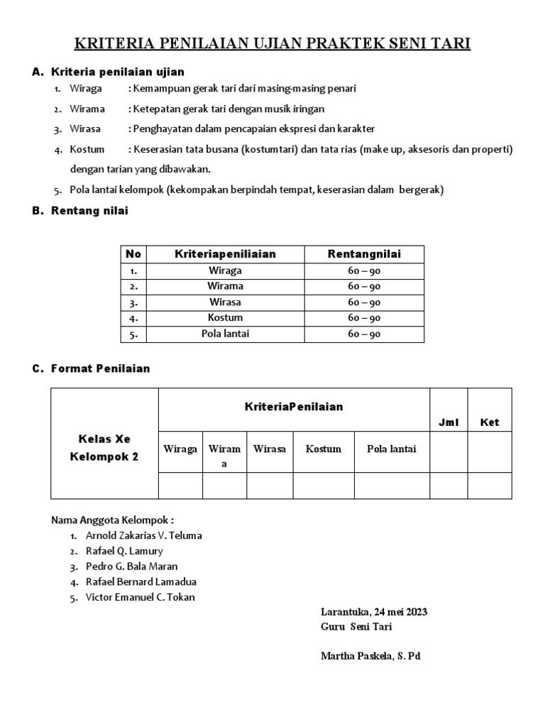Format Penilain Tari Baru | PDF