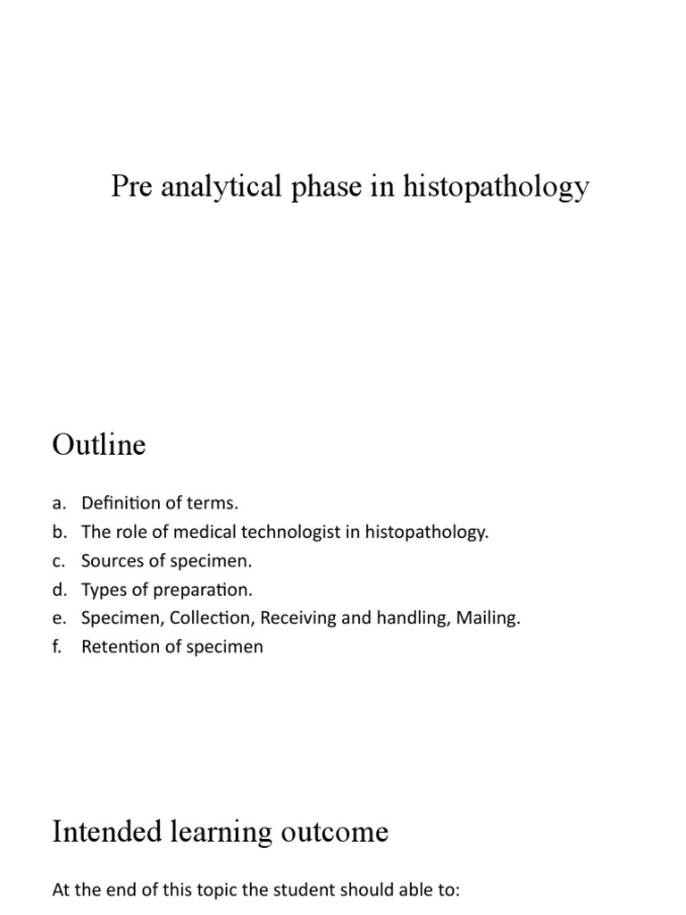 Pre Analytical Phase in Histopathology | PDF | Histopathology | Histology