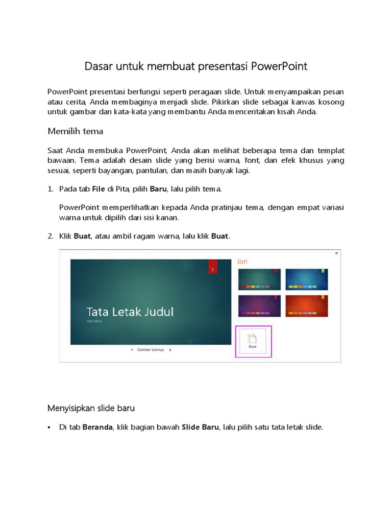 Panduan Dasar Membuat Presentasi PowerPoint | PDF