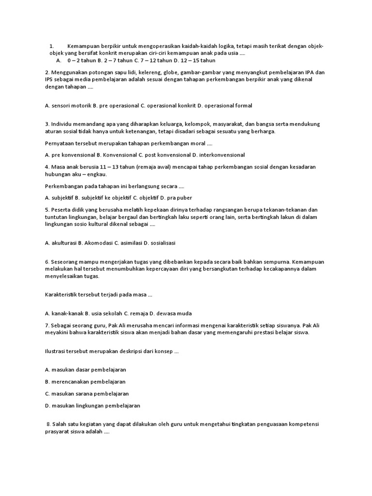 Contoh Soal PPG untuk Pembelajaran | PDF | Karier & Perkembangan