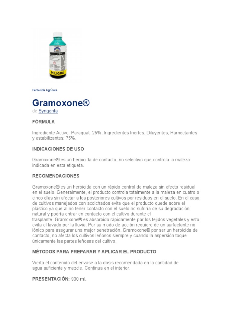 FT Gramoxone Herbicida Agricola | PDF