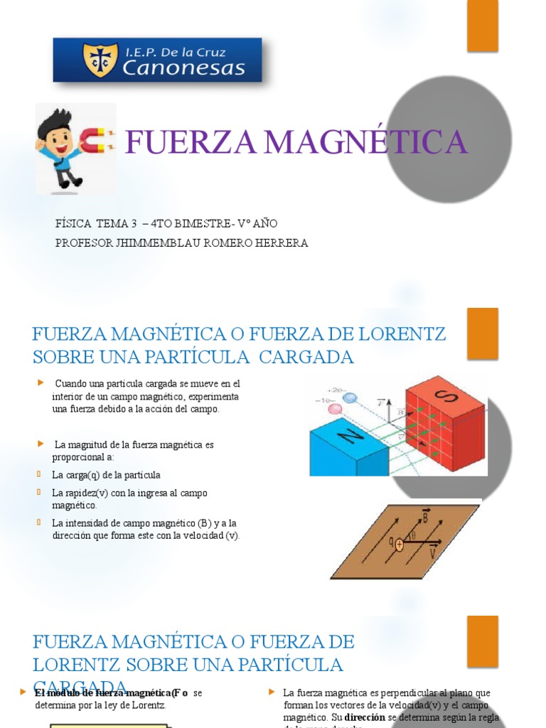 FÍSICA TEMA 3 - FUERZA MAGNÉTICA - 4to Bimestre V°AÑO | PDF | Campo ...