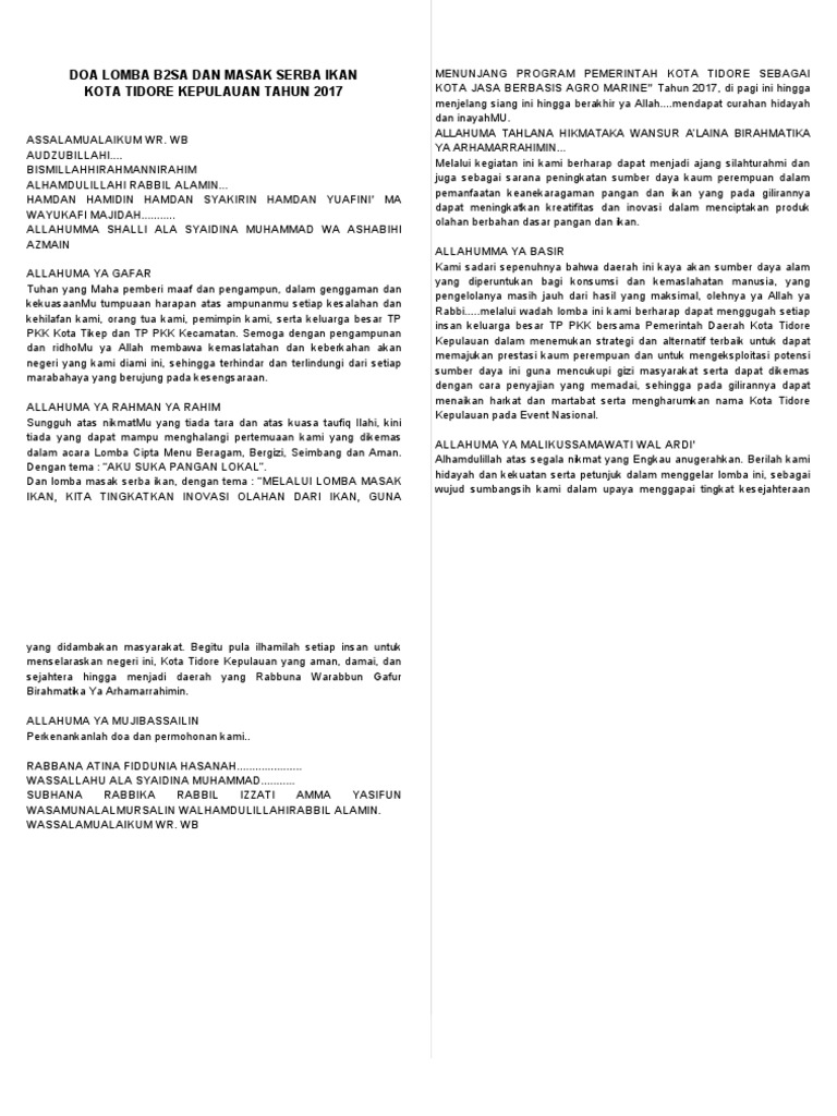 Doa Lomba Masak Serba Ikan | PDF | Agama & Spiritualitas