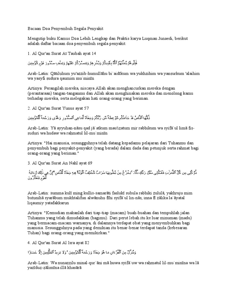 Bacaan Doa Penyembuh Segala Penyakit Pdf