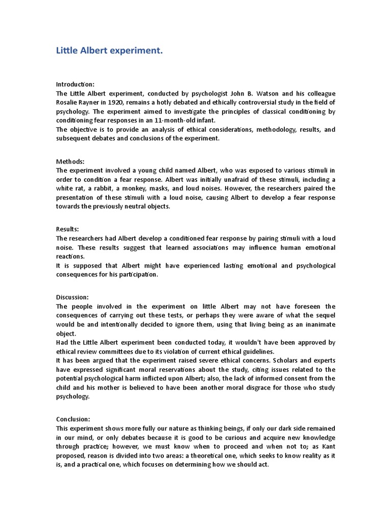Classical Conditioning Little Albert
