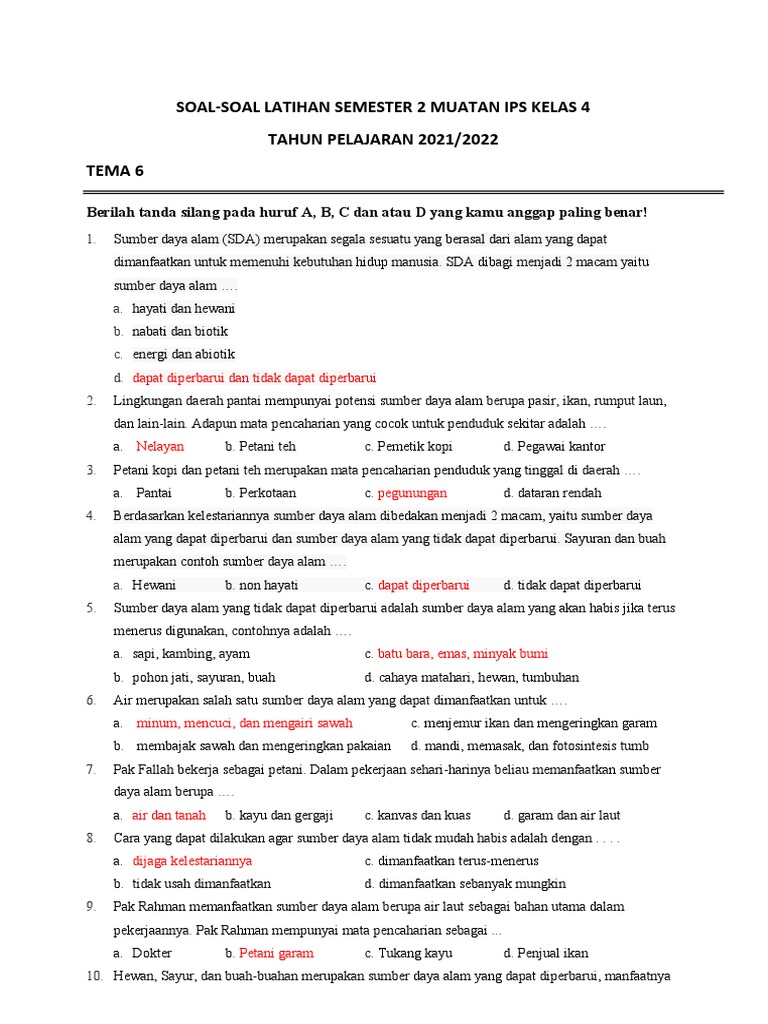 Soal Latihan Ips Kelas 4 | PDF