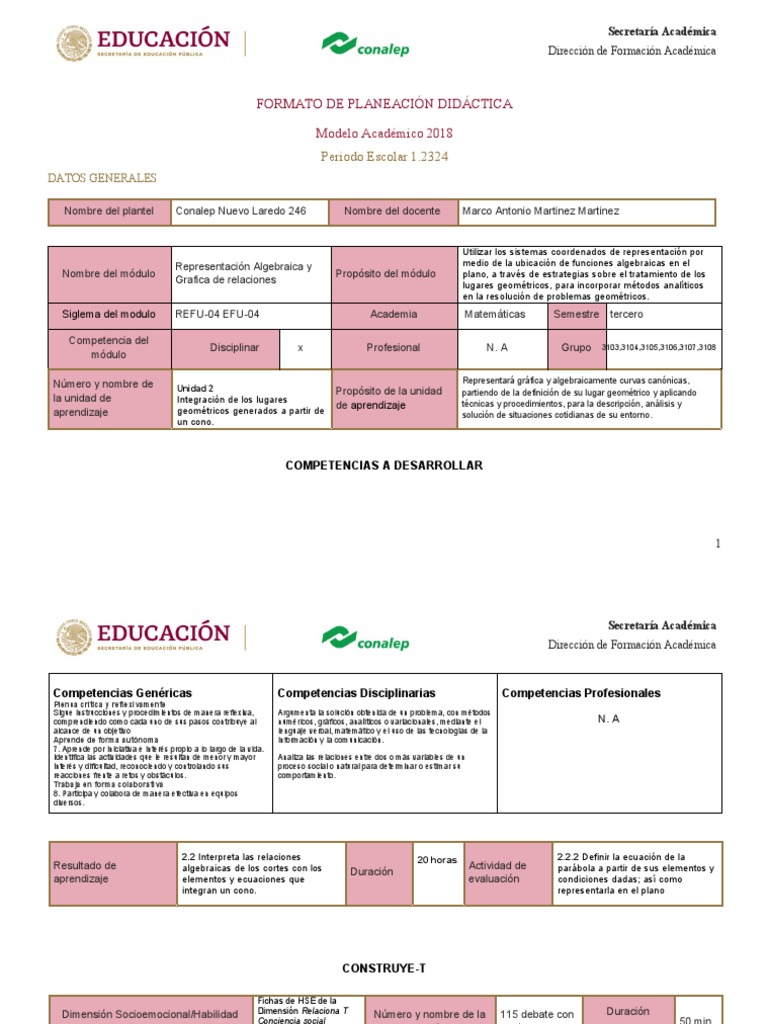 Planeacion Didactica REFU 04 R.A 2.2 | PDF | Aprendizaje | Ecuaciones