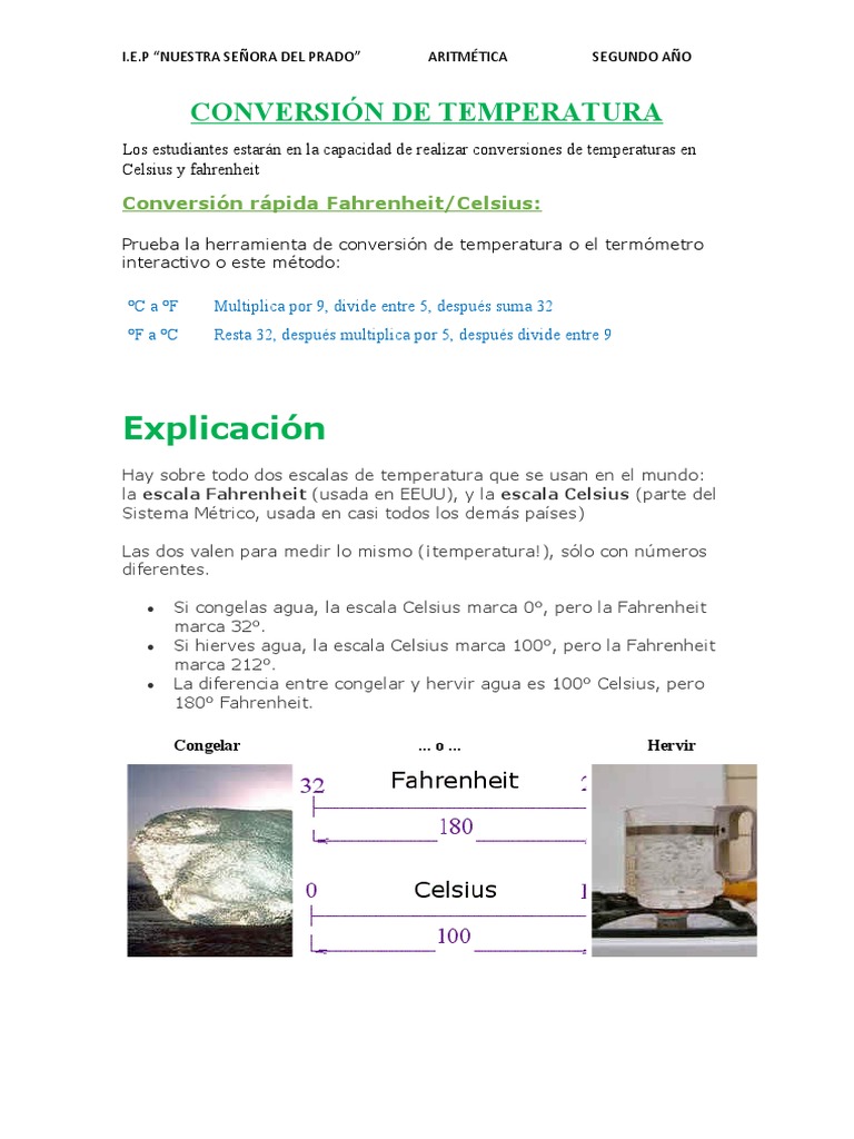 Conversión de Temperatura | PDF | Fahrenheit | Celsius