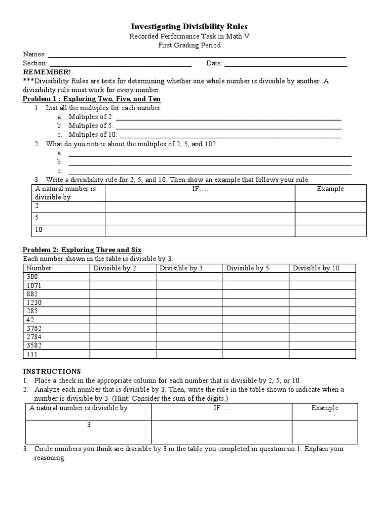 Math Divisibility Rules Guide | PDF | Mathematics | Arithmetic