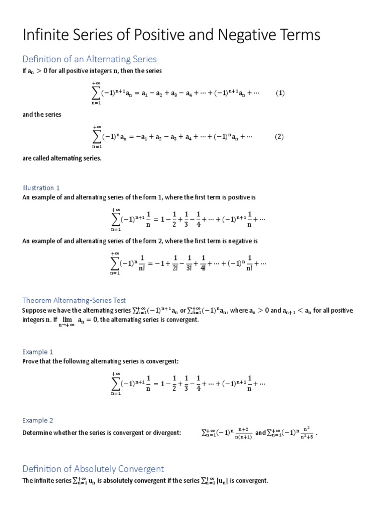 Infinite Series of Positive and Negative Terms | PDF | Functions And Mappings | Mathematical Objects
