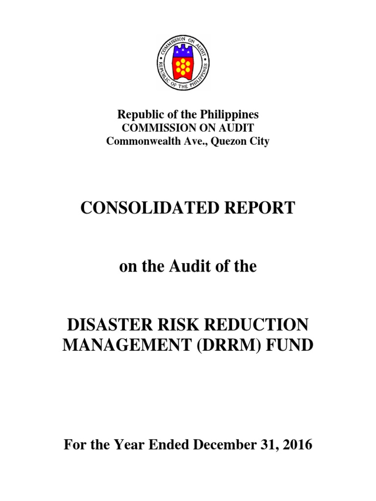 Consolidated Report On The Audit of The Disaster Risk Reduction ...