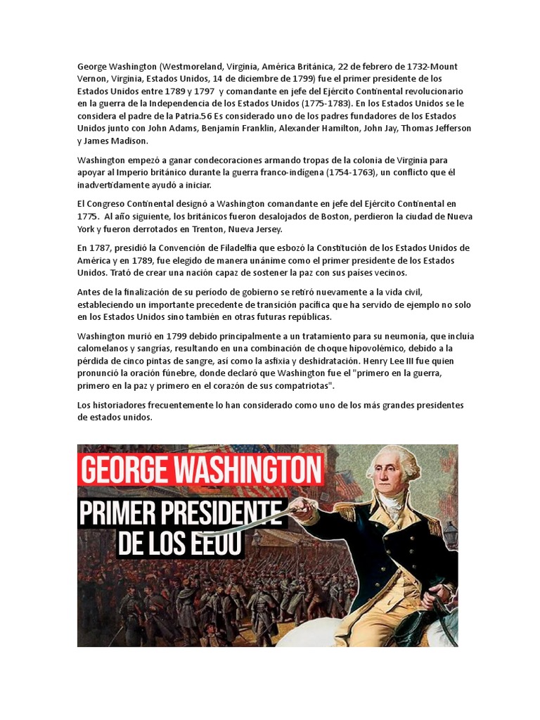 Biografía de George Washington | PDF | Política