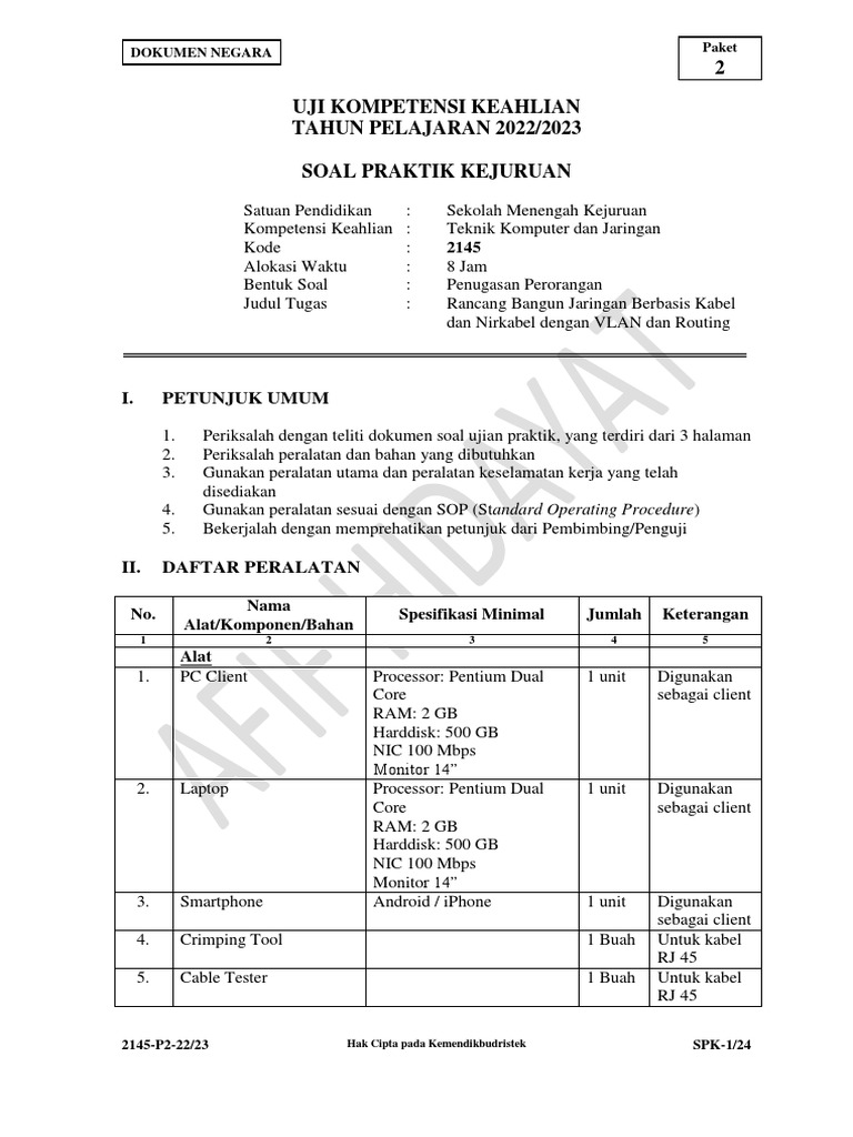 Uji Kompetensi Keahlian Paket 2 TKJ | PDF