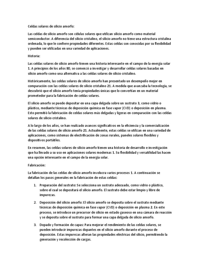Celdas Solares de Silicio Amorfo | PDF | Célula solar | Silicio