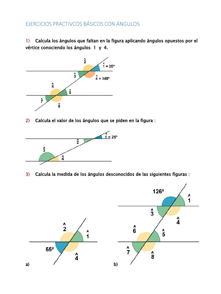 Ejercicios para Calcular Ángulos Faltantes | PDF | Métodos y materiales ...
