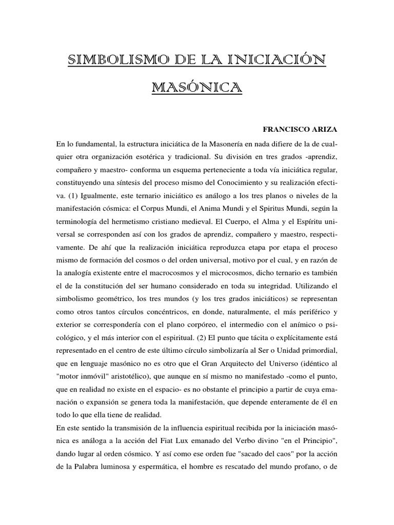 Simbolismo de La Iniciacion Masonica | PDF | Masonería | Alquimia
