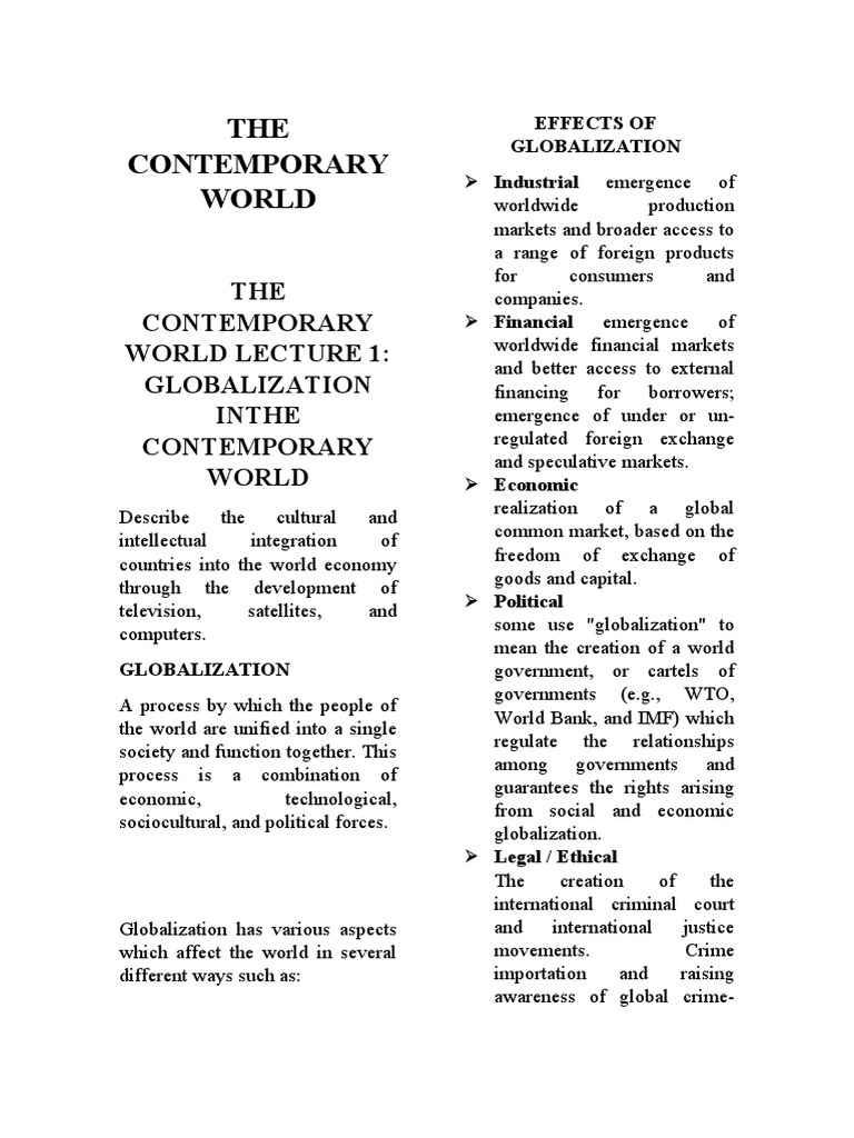 The Contemporary World | PDF | Globalization | Exports