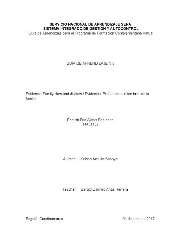 Family Preferences Learning Guide | PDF | Self-Improvement | Wellness