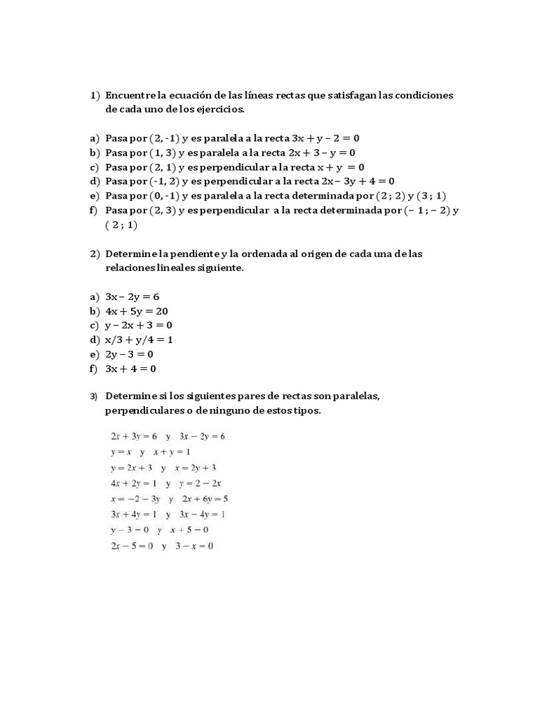 Ejercicios Función Lineal y Cuadrática | PDF