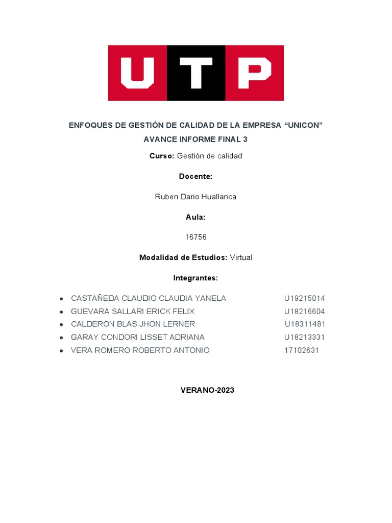 Final de Informe - GRUPO7 Entregar | PDF | Business | Calidad (comercial)