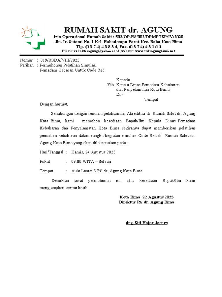 Surat Permohonan Pelatihan Code Red | PDF