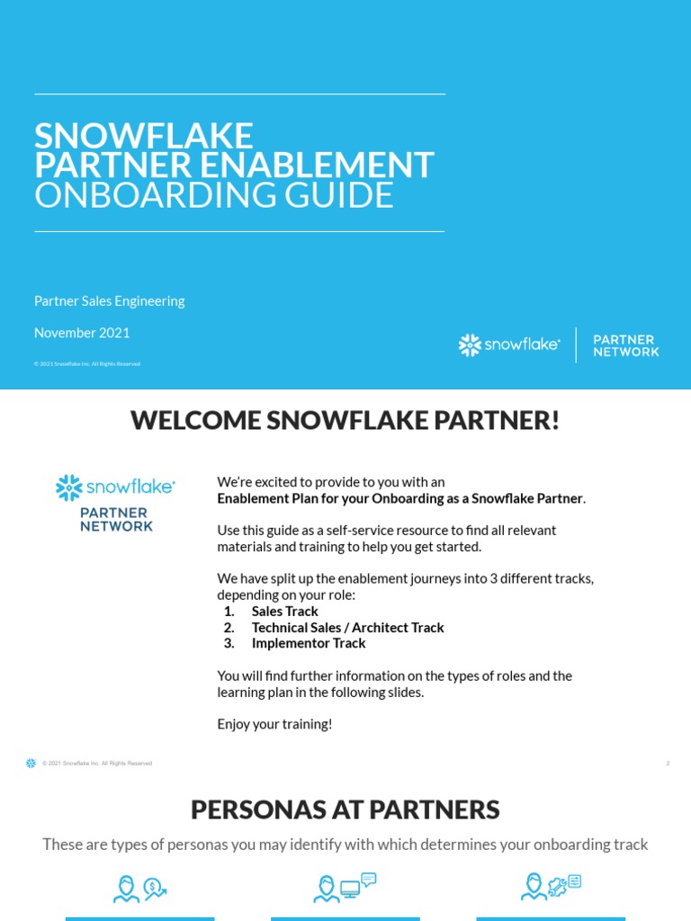 Snowflake - Partner Enablement - Onboarding Guide | PDF | Sales | Cloud Computing
