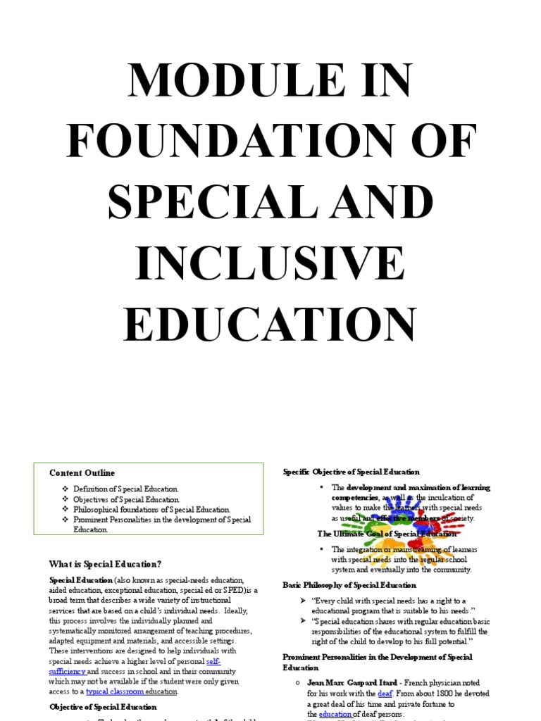 Foundations of Special Education Module | PDF | Special Education ...