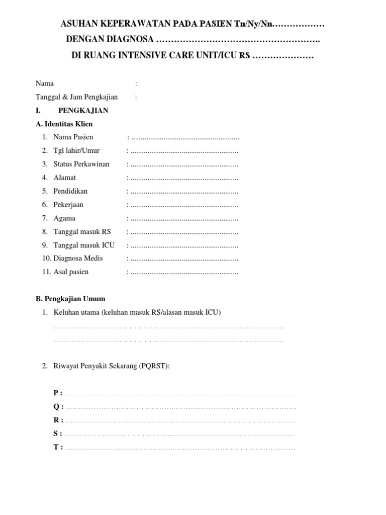Format Askep ICU | PDF