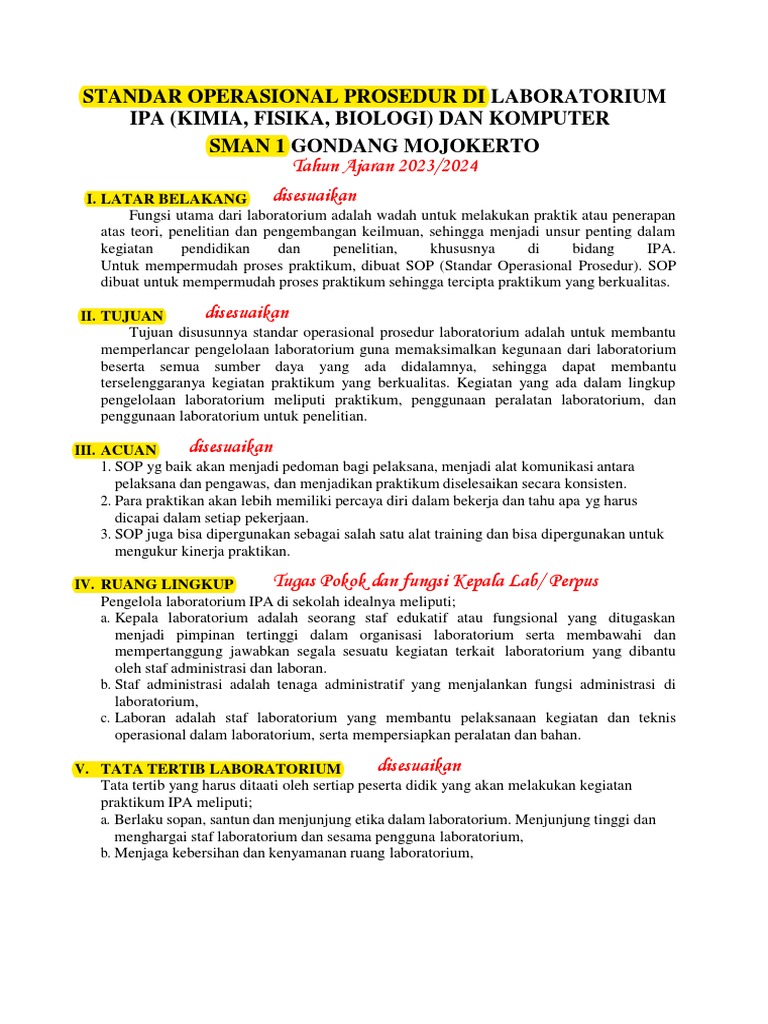 Pos Lab Sman 1 Gondang Mojokerto | PDF