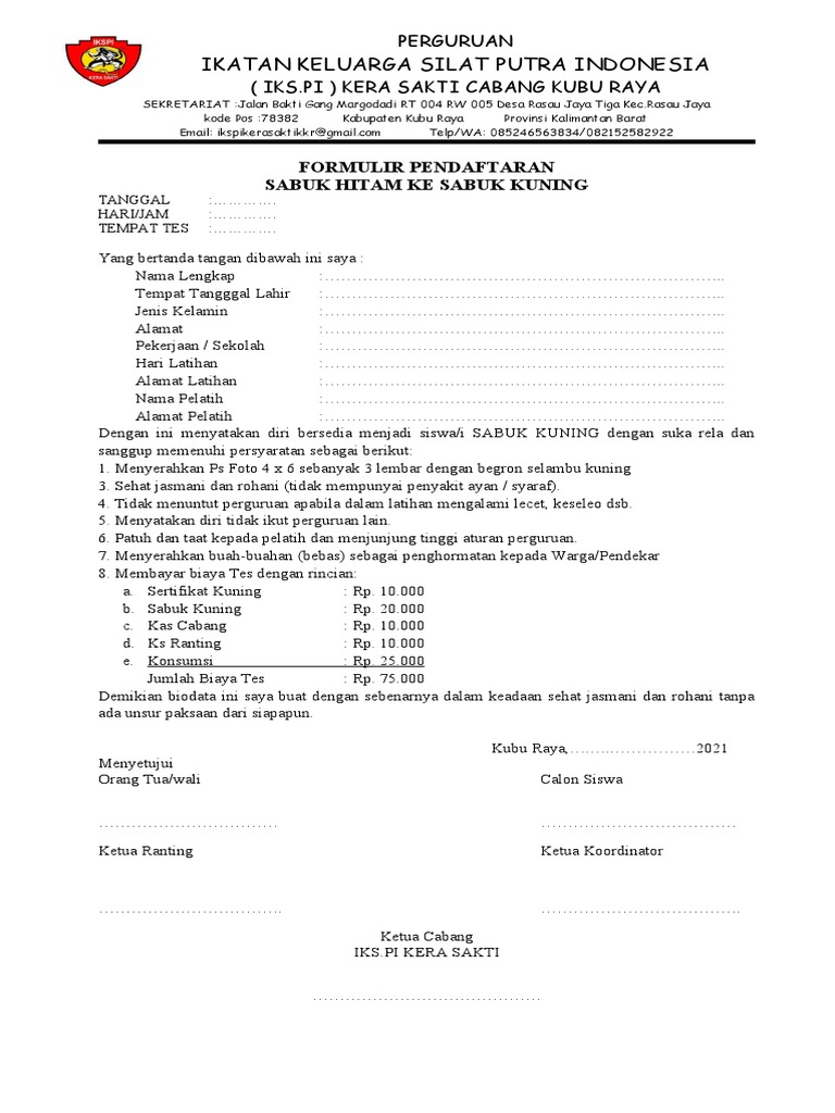 FORM SABUK HITAM KE KUNING New | PDF | Karier & Perkembangan | Griya ...