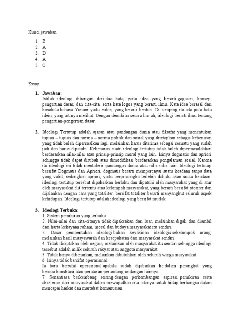 Kunci Jawabam PH Bab 1 | PDF