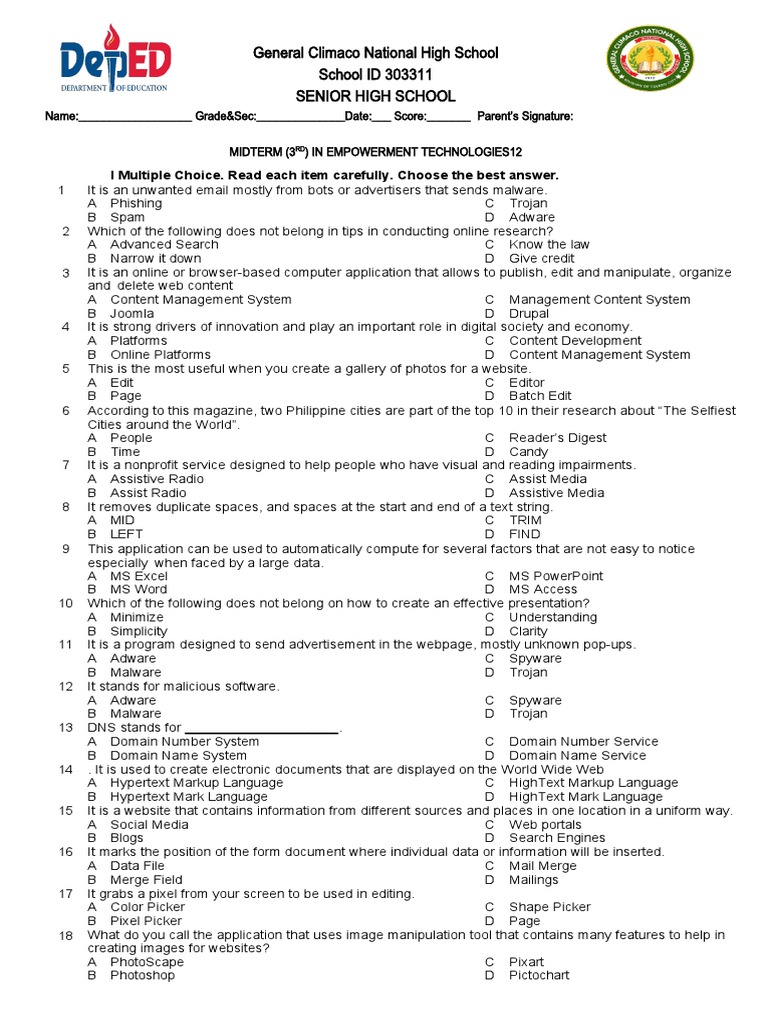 Emptech Midterm Exam | PDF | World Wide Web | Internet & Web