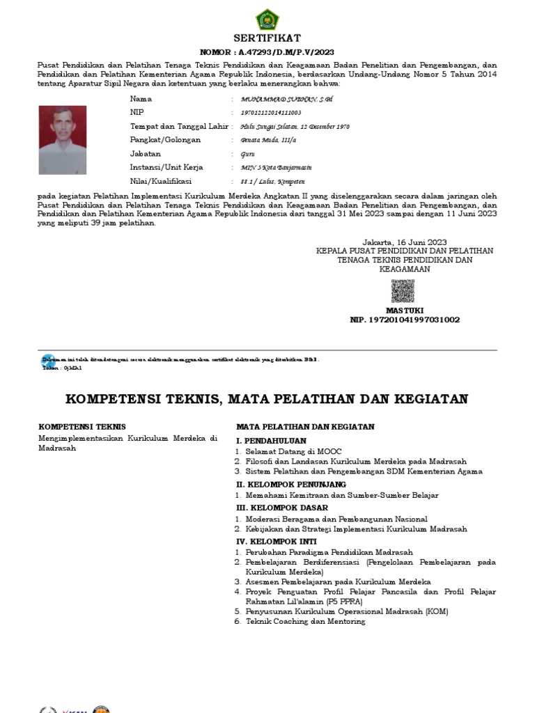 Sertifikat Ikm 3 | PDF