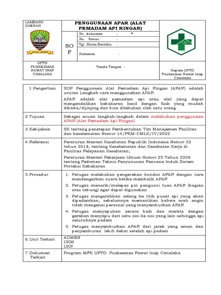 SOP Penggunaan APAR | PDF